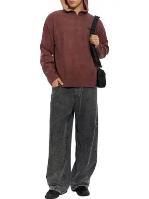 DIESEL® Double-dyed Hoodie In Wool-blend Knit - Red