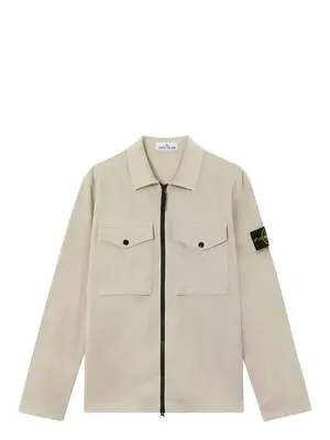 Stone Island 1200010 Stretch Organic Cotton Satin Overshirt - Neutrals