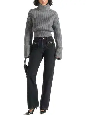 Manière De Voir Amaya Roll Neck Knit Jumper With Cuffs - Grey