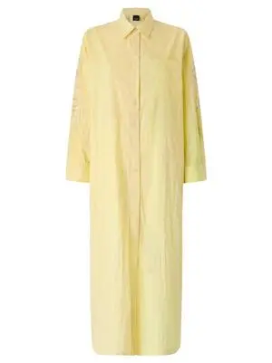 Pinko Long Striped Chemisier Dress With Floral Embroidery - Yellow