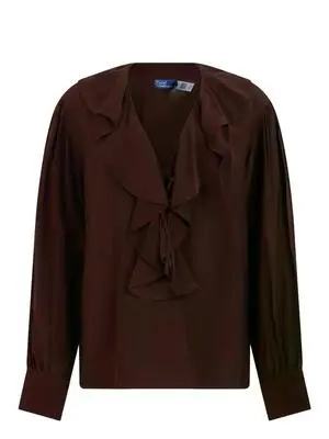 Polo Ralph Lauren Blouse With Frills - Brown
