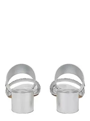 FERRAGAMO Gancini Chain Leather Sandals - Silver
