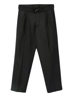 ERALDO Belted Pleated Trousers - Black