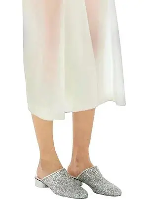FERRAGAMO Glitter-effect Block-heel Mules - Silver
