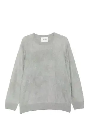 Soft Goat Crew Neck Brushed-knit Sweater - Grey