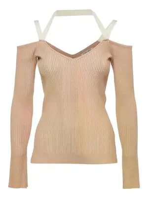 Ronny Kobo Off-the-shoulder Ribbed-knit Top - Neutrals