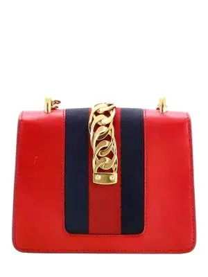 Gucci Gucci Sylvie Leather Mini Cross Body Bag Red