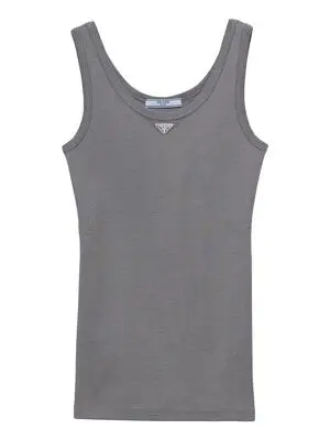 Prada Cotton Ribbed Tank Top - Metallic