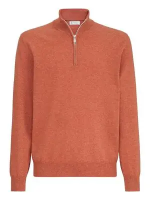 Brunello Cucinelli Cashmere Quarter-zip Sweater - Orange