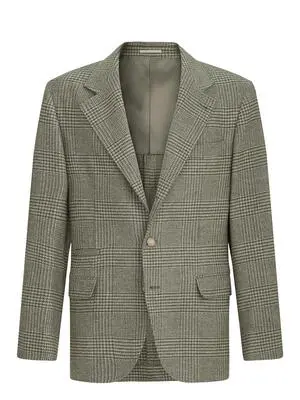Brunello Cucinelli Wool-cashmere-blend Check Blazer - Green