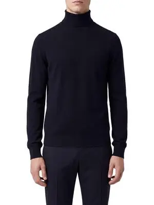 DRUMOHR Long-sleeved Fine Super 140's Virgin Wool Turtleneck - Blue