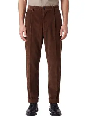AMI Paris Slim Fit Corduroy Chinos With Front Pleats - Brown