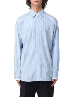 AMI Paris Relaxed Fit Striped Cotton Shirt With French Collar - Blue