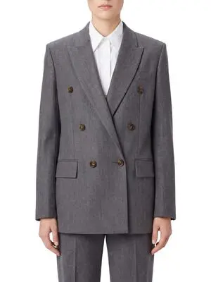Stella McCartney Double-breasted Pure Wool Blazer With Peaked Lapels - Grey