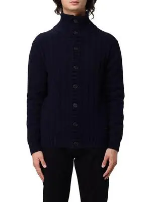 BROOKSFIELD Brooksfield Ribbed Wool Button-Up Cardigan Blue