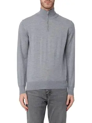 BROOKSFIELD Half-zip Wool Turtleneck Sweater With High Neck - Grey