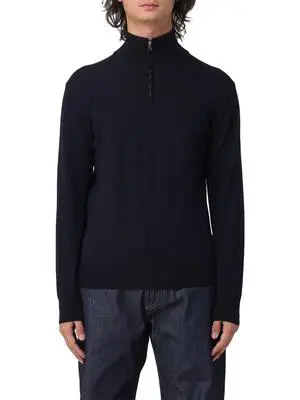BROOKSFIELD Half-zip Wool Turtleneck Sweater With High Neck - Navy