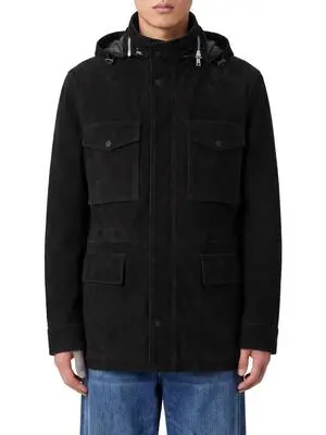 TOM FORD Suede Lambskin Leather Sahariana Jacket With Hood - Black