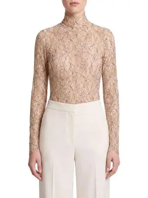 VALENTINO Valentino Garavani Long-Sleeved Lace Mock Neck Top