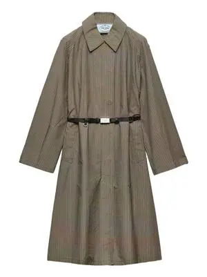 Prada Checked Technical Fabric Trench Coat - Green