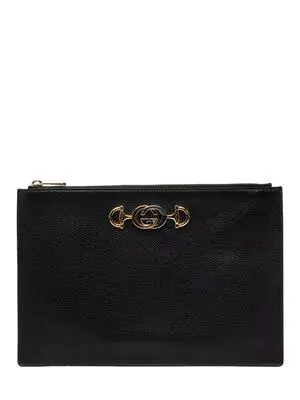 GUCCI Gucci Grained Calfskin Zumi Zip Pouch Clutch Bag