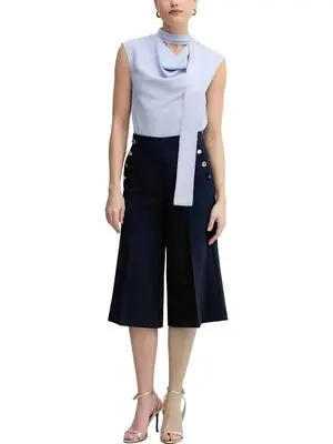 Sisley Cowl-neck Scarf Top - Blue