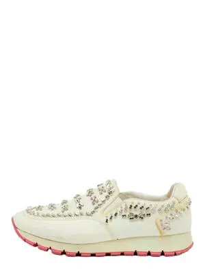 Prada Crystal-embellished Slip-on Sneakers - Neutrals