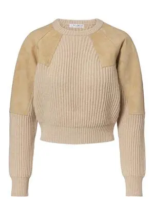 MAX MARA Suede-Paneled Wool And Cashmere Sweater