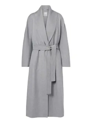 Max Mara Virgin Wool Wrap Coat - Grey