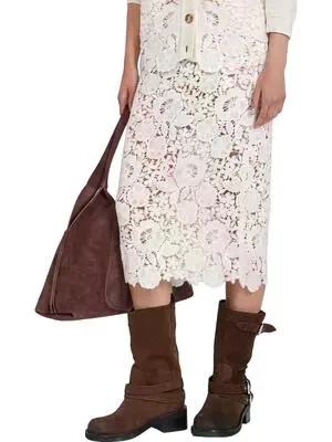 Ermanno Scervino Floral-lace Midi Skirt - Neutrals