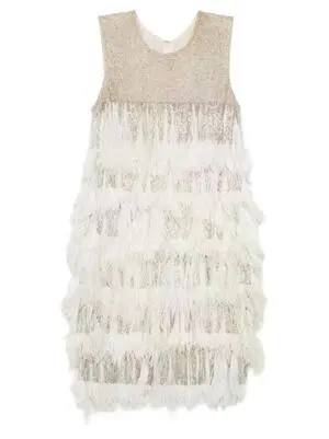 Naeem Khan Feather-trim Dress - Neutrals