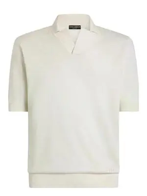 Dolce & Gabbana Silk Knit Polo Shirt - White