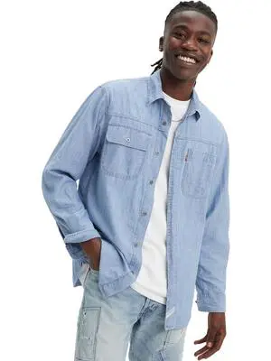 LEVI'S Long Sleeve Auburn Worker Shirt - Blue