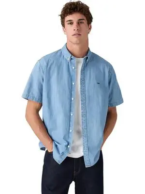 LEVI'S Short Sleeve Authentic Button Down Shirt - Blue