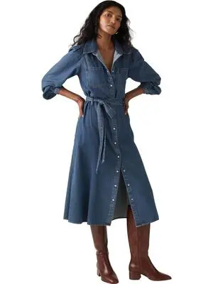 LEVI'S Journey Long Sleeve Lightweight Maxi Dress - Blue