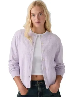 LEVI'S Supersoft Pointelle Crewneck Cardigan - Blue