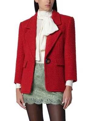 Saint Laurent Roux Tweed Jacket In Virgin Wool - Red