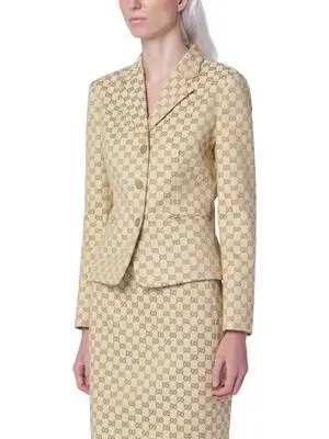 Gucci Fitted Gg Cotton Jacket - Beige