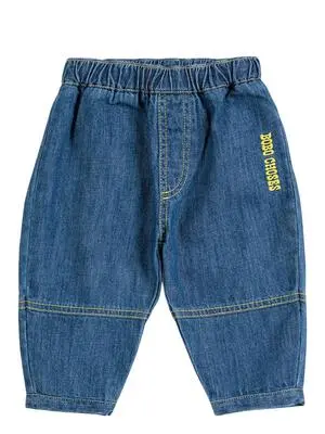 BOBO CHOSES Taxi Saurus Tag Organic Cotton Denim Trousers - Blue