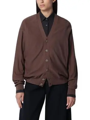 LEMAIRE Twisted Shitake Merino Wool Cardigan - Brown
