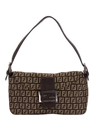 Fendi Zucchino Baguette Shoulder Bag - Brown