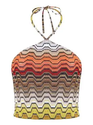 Missoni Missoni Viscose Lamé Halterneck Cropped Top Multicoloured