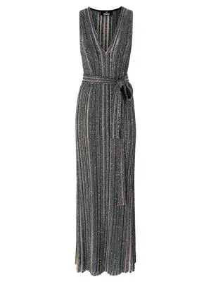 Missoni Long Knit Dress With Sequins And V-neck - Multicoloured