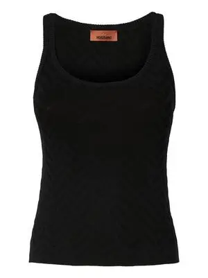 Missoni Stretch Chevron Cotton And Viscose Tank Top - Black