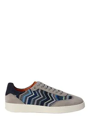 Missoni Zigzag Fabric Sneakers With Suede Inserts - Blue