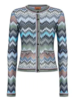 Missoni Snake-pattern Viscose Chevron Cardigan With Patch Pockets - Multicoloured