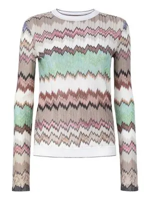 Missoni Viscose Lamé Crewneck Sweater With Contrast Trim - Multicoloured