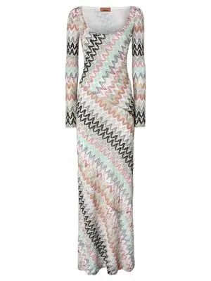 Missoni Viscose And Cotton Gown With Round Neck - Multicoloured