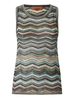 Missoni Sleeveless Chevron Viscose-blend Top - Multicoloured