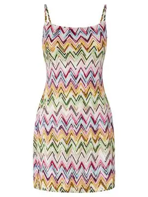 Missoni Mini Dress In Stretch Viscose With Lace And Zigzag Motif Multicoloured